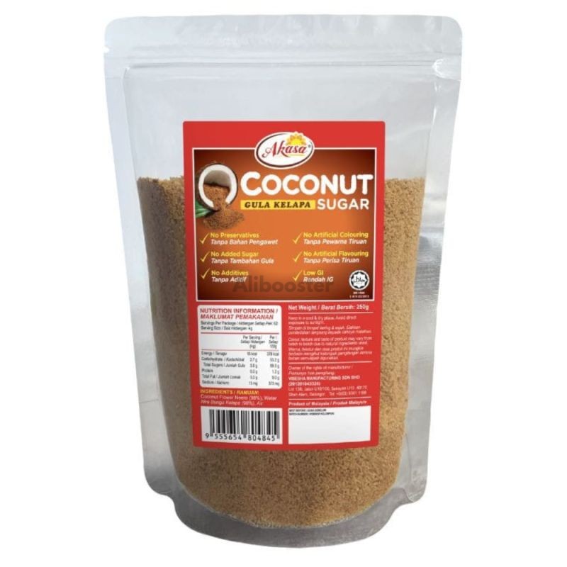 Sucre de coco 250 g | Gula Kelapa naturel alternatif au sucre blanc ...
