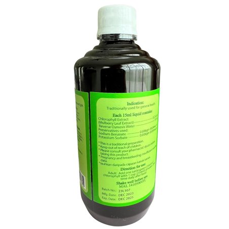 Liquid of chlorophyll extract from ripe leaf