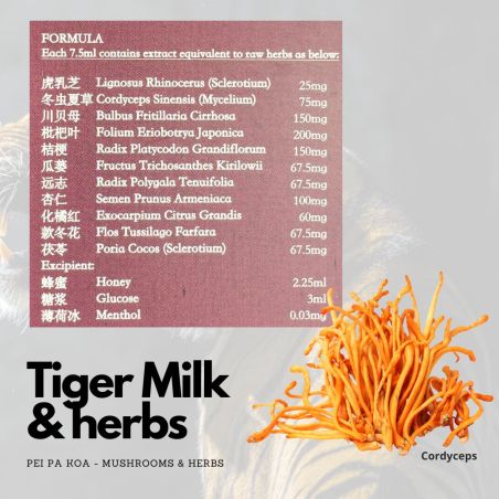 Pei Pa Koa Lignosus Tiger milk Cordyceps Chuanbei Bulbus Toux